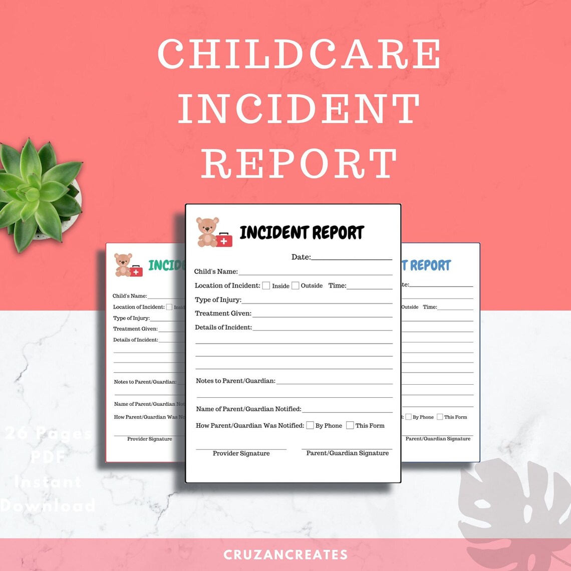 Incident Report | Ouch Report | Childcare Incident Report | Daycare ...