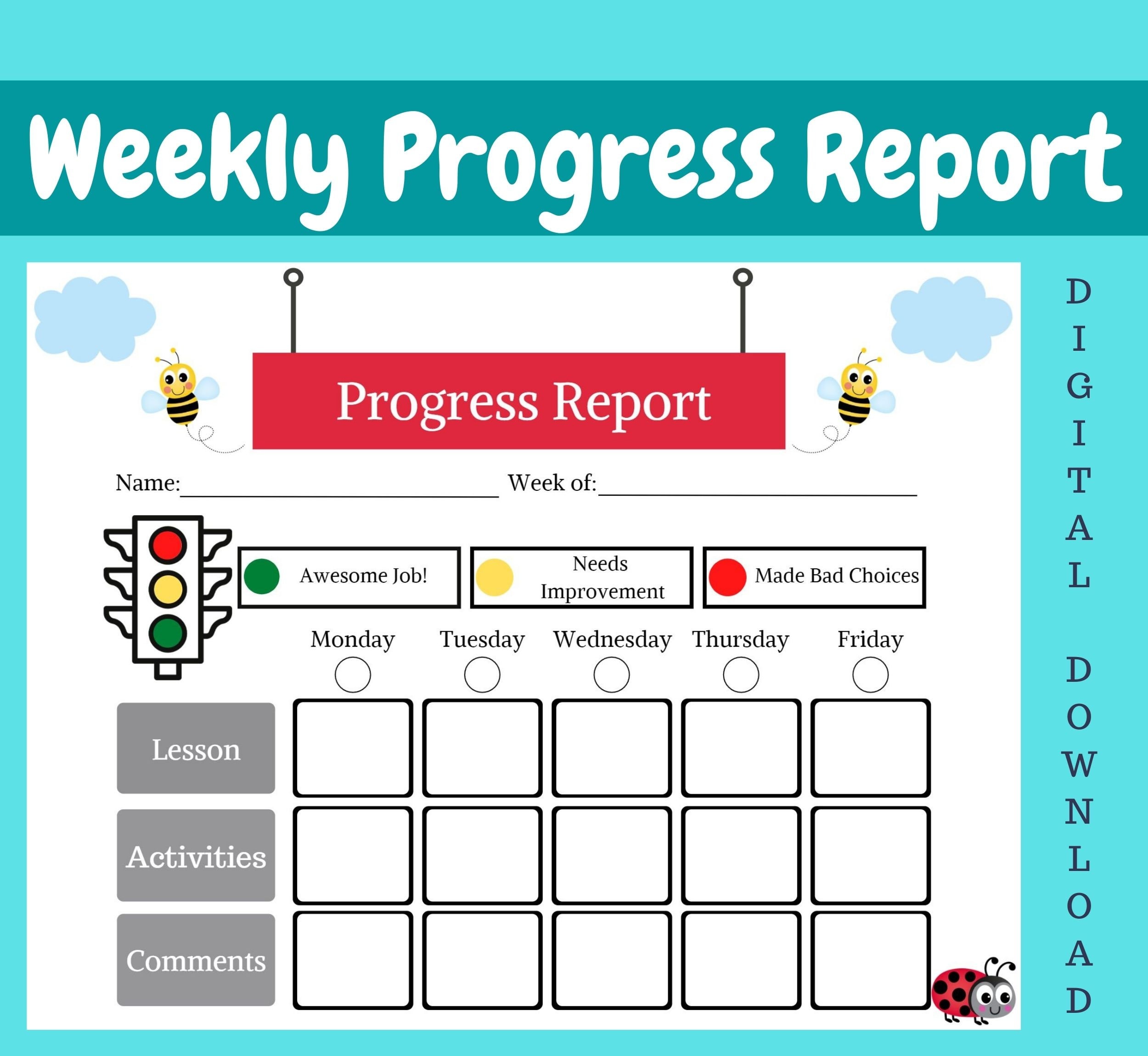 Progress Report | Preschool Progress Report | Daycare Behavior Chart ...