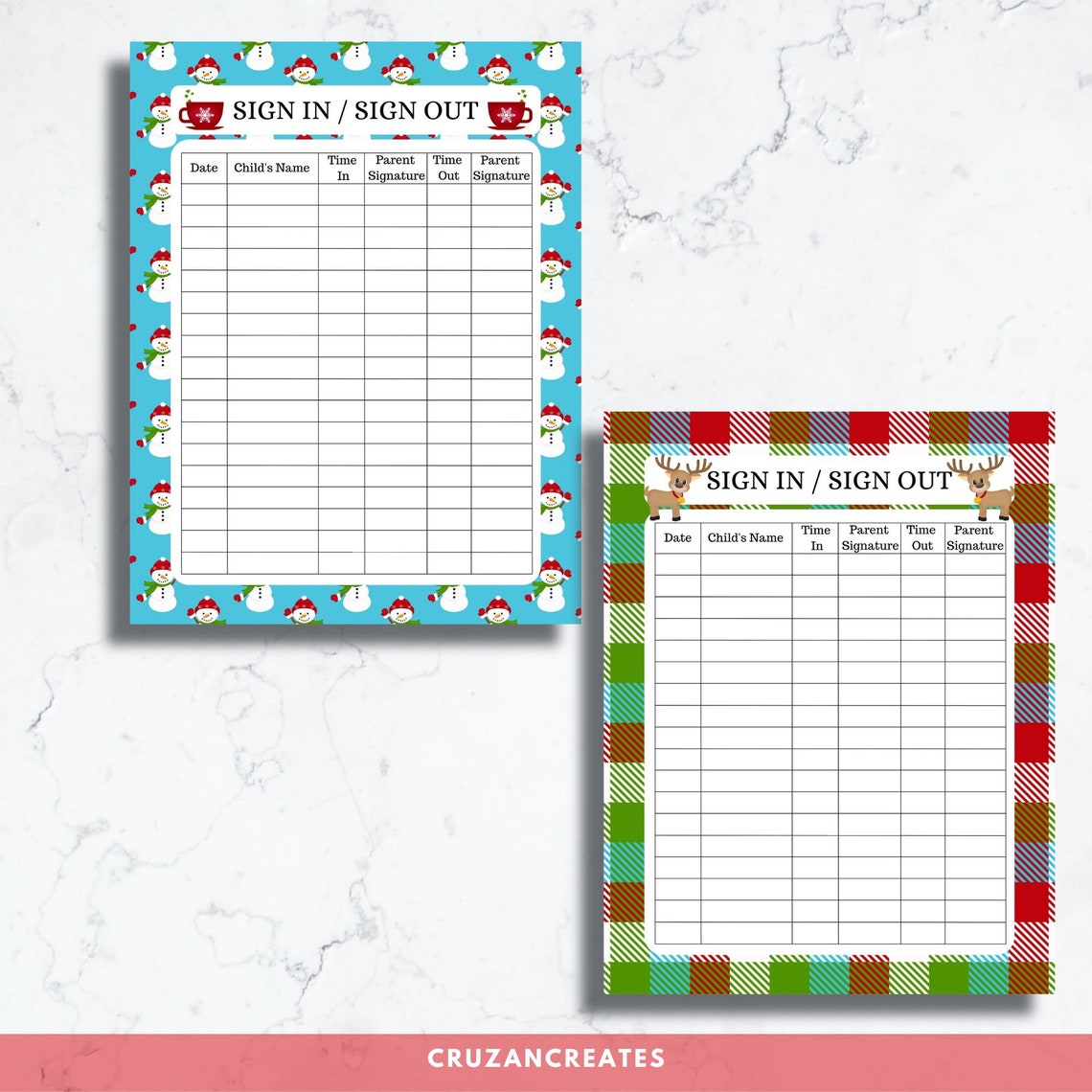 Sign in Sheet | Daycare Sign in Sheet | Sign in and Out Form | Daycare ...