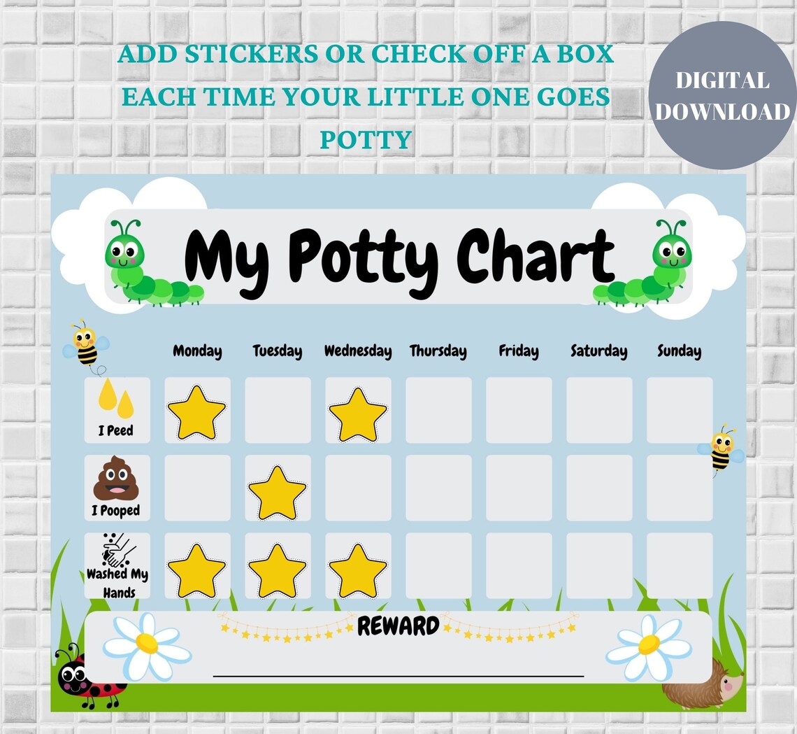 Potty Training Chart | Potty Printable Chart | Potty Chart | Potty ...