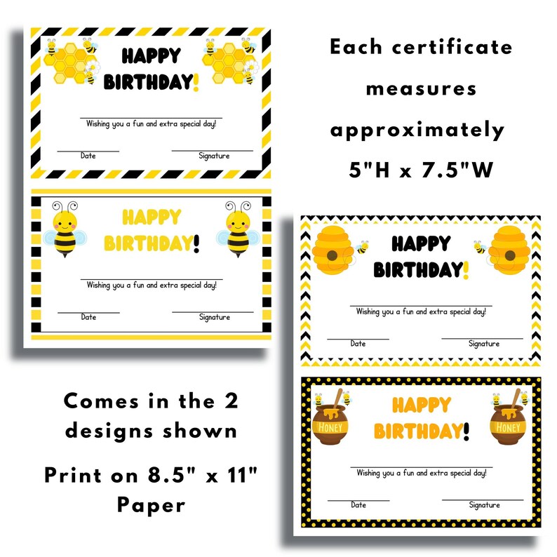 Birthday Certificate | Happy Birthday Certificate | Bumble Bee Birthday ...