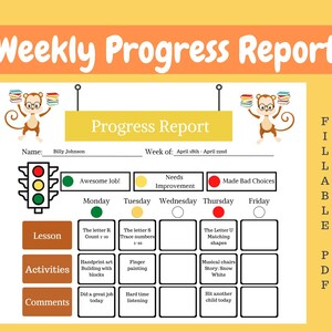 Progress Report | Preschool Progress Report | Daycare Behavior Chart ...