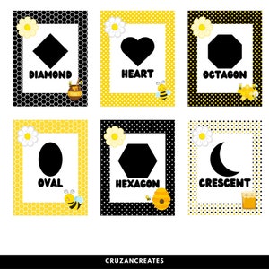 Shape Posters | Bumble Bee Shape Posters | Bumble Bee Classroom Decor ...
