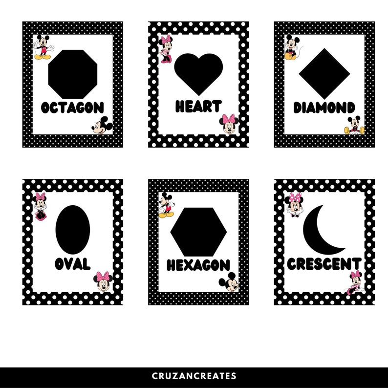 Shape Posters Mickey Shape Posters Minnie Shape Posters - Etsy