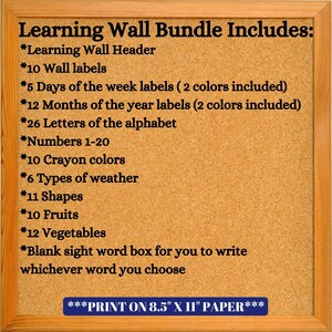 Preschool Learning Wall Learning Wall Preschool Focus Wall - Etsy