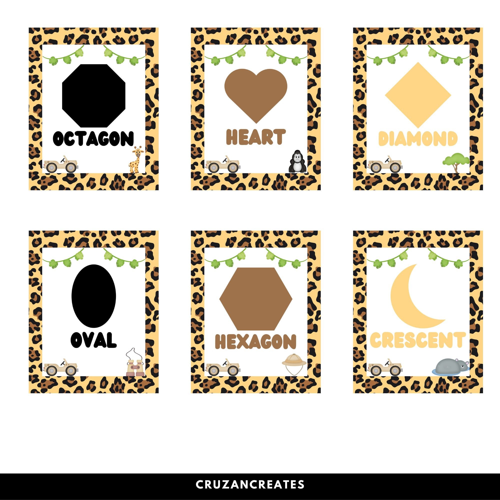 Shape Posters Safari Shape Posters Safari Classroom Decor - Etsy