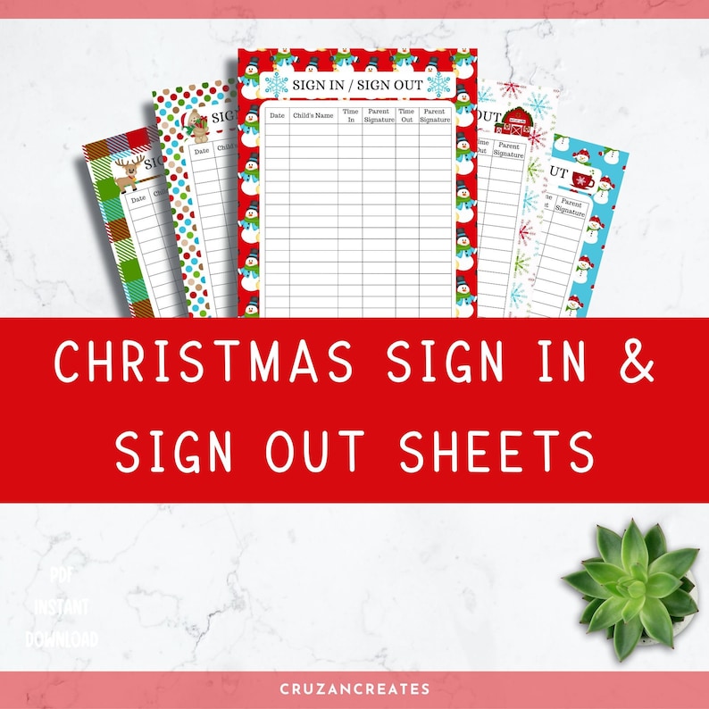 Sign in Sheet | Daycare Sign in Sheet | Sign in and Out Form | Daycare ...