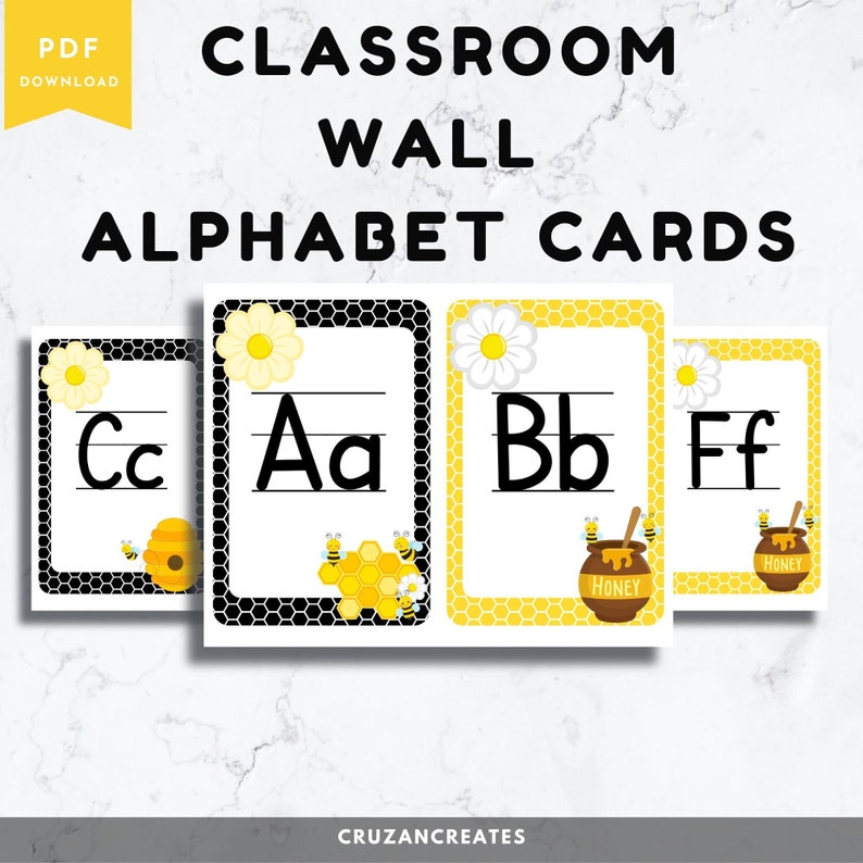 Bumble Bee Alphabet | Classroom Decor | Class Decor Set | Classroom ...