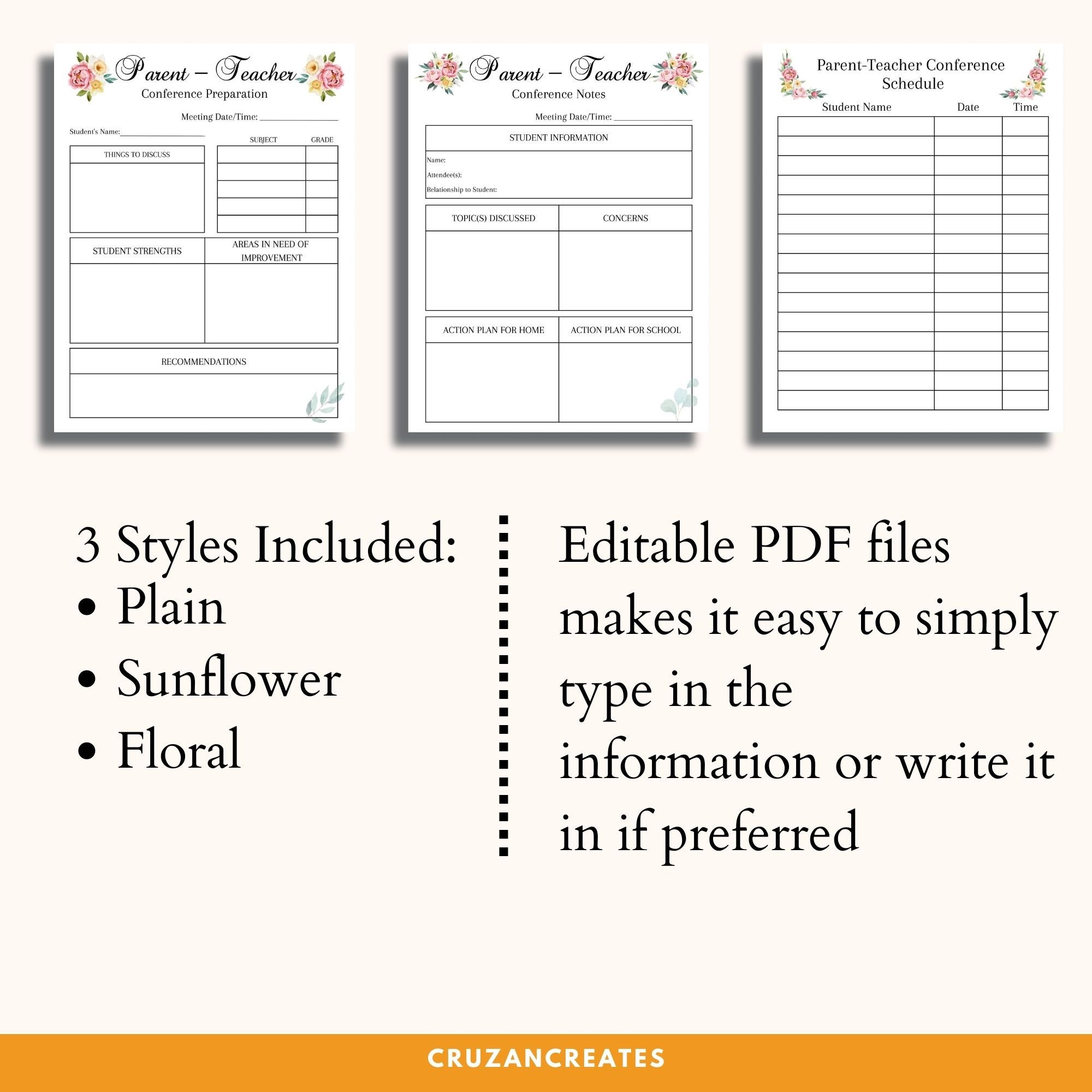 Parent Teacher Conference Forms | Parent Teacher Conference Bundle ...