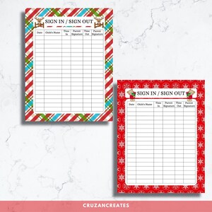 Sign in Sheet | Daycare Sign in Sheet | Sign in and Out Form | Daycare ...