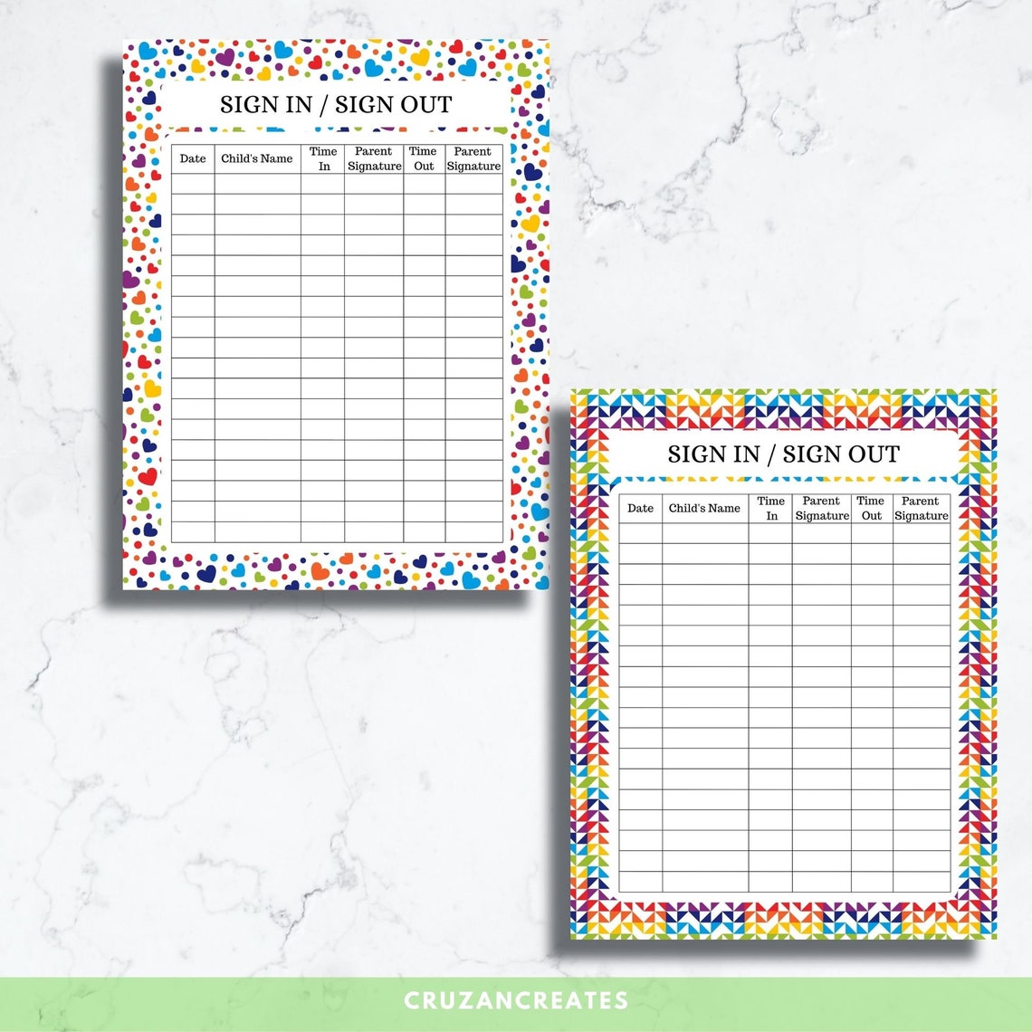 Sign in Sheet Daycare Sign in Sheet Sign in and Out Form Daycare Forms ...