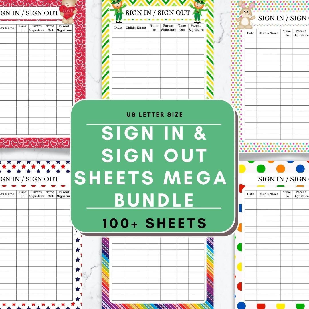 Sign in Sheet | Daycare Sign in Sheet | Sign in and Out Form | Daycare ...