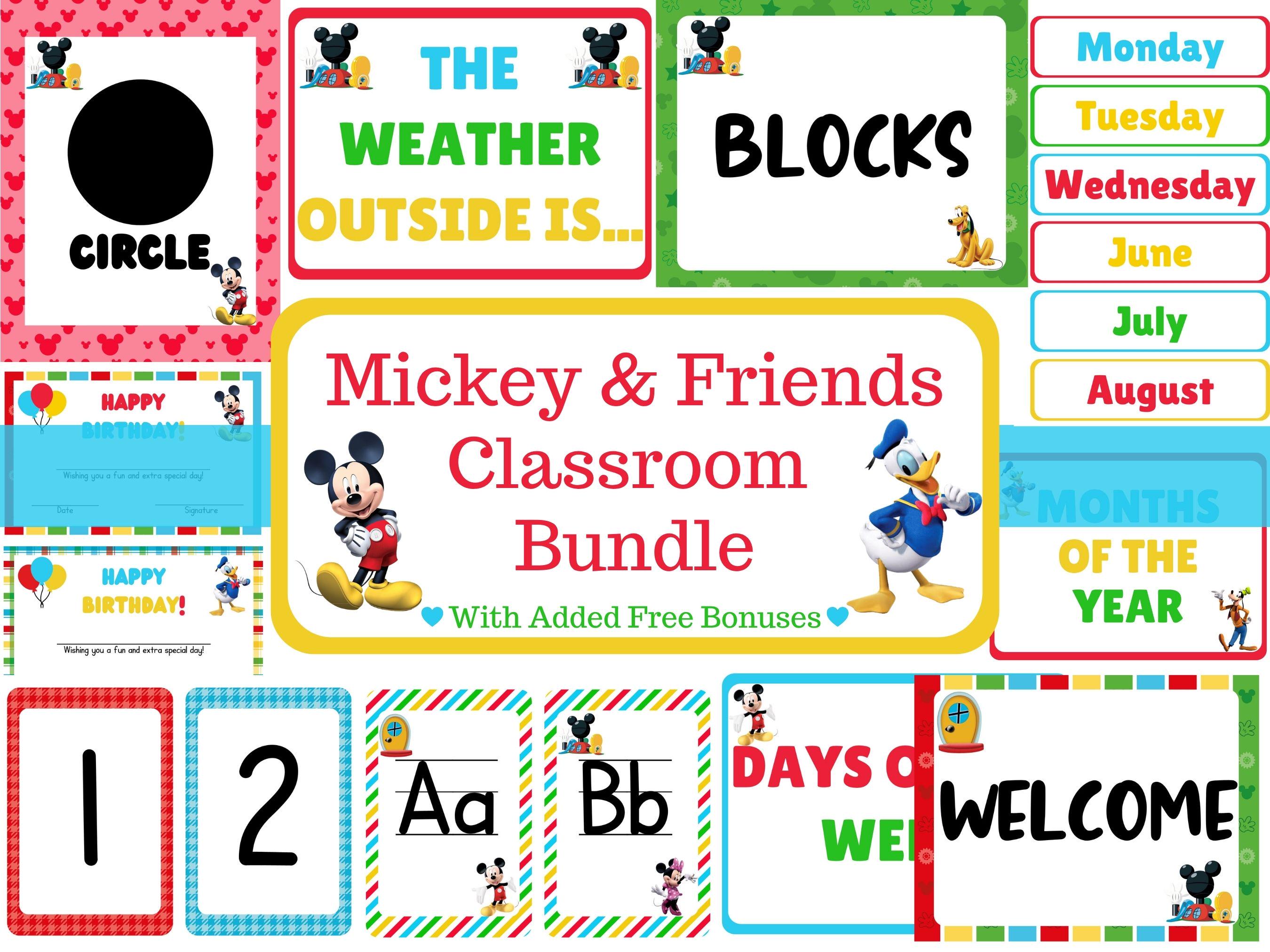 Mickey & Friends Classroom Decor, Disney Bulletin Board Kit, Preschool ...