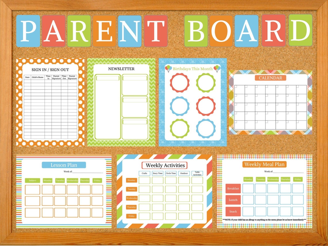 Daycare Parent Board | Preschool Parent Board | Bulletin Board Template ...