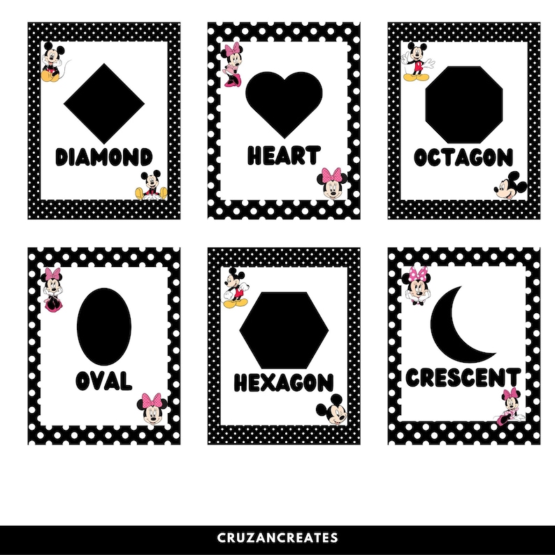 Shape Posters | Mickey Shape Posters | Minnie Shape Posters | Shapes ...