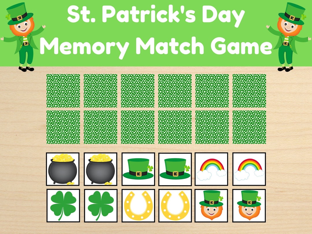 St. Patrick's Day Memory Match Game | Memory Match Game | Printable ...