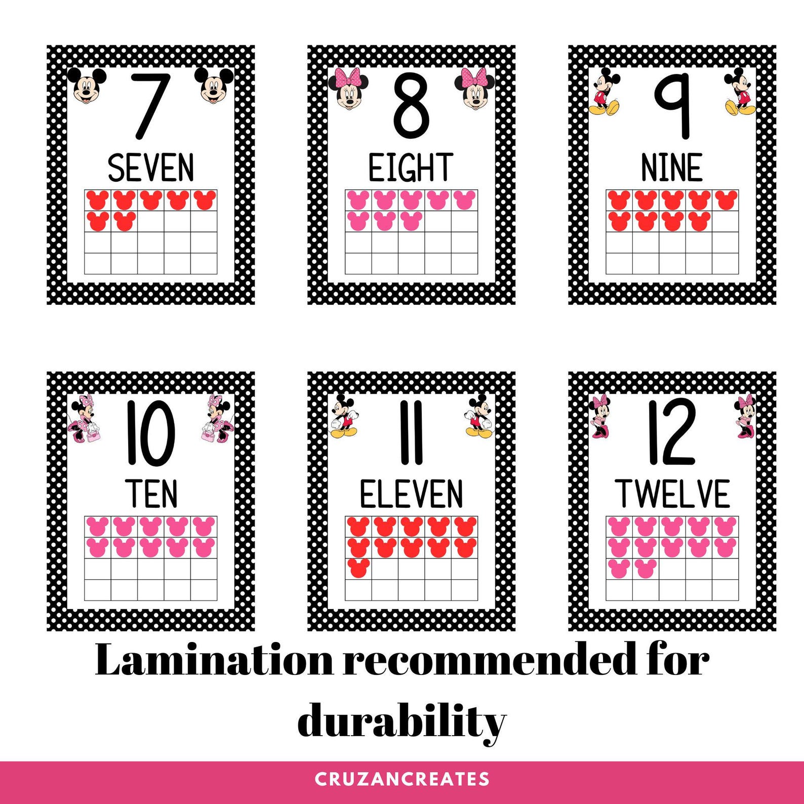 Number Posters | Mickey Numbers Posters | Minnie Numbers Posters ...