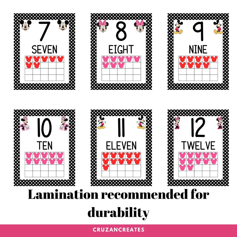 Number Posters | Mickey Numbers Posters | Minnie Numbers Posters ...