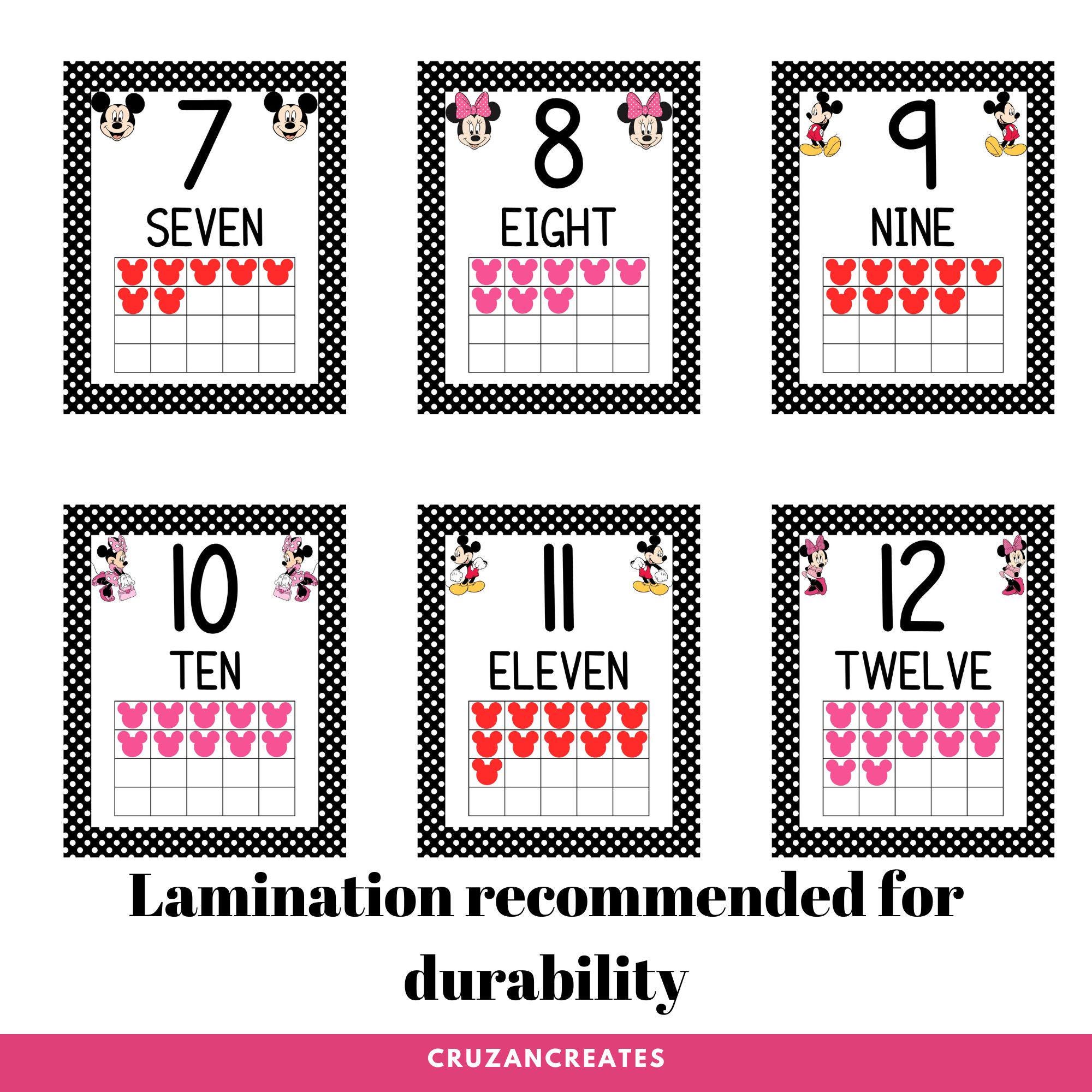 Number Posters | Mickey Numbers Posters | Minnie Numbers Posters ...