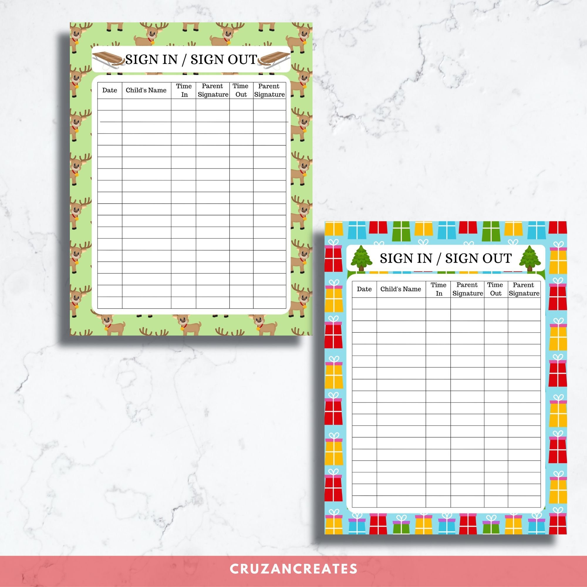 Sign in Sheet | Daycare Sign in Sheet | Sign in and Out Form | Daycare ...