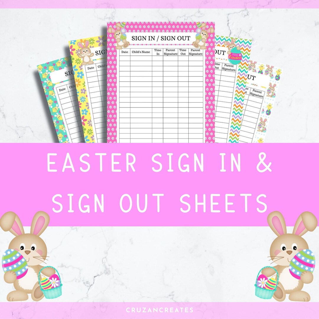 Easter Sign in Sheet | Daycare Sign in Sheet | Sign in and Out Form ...