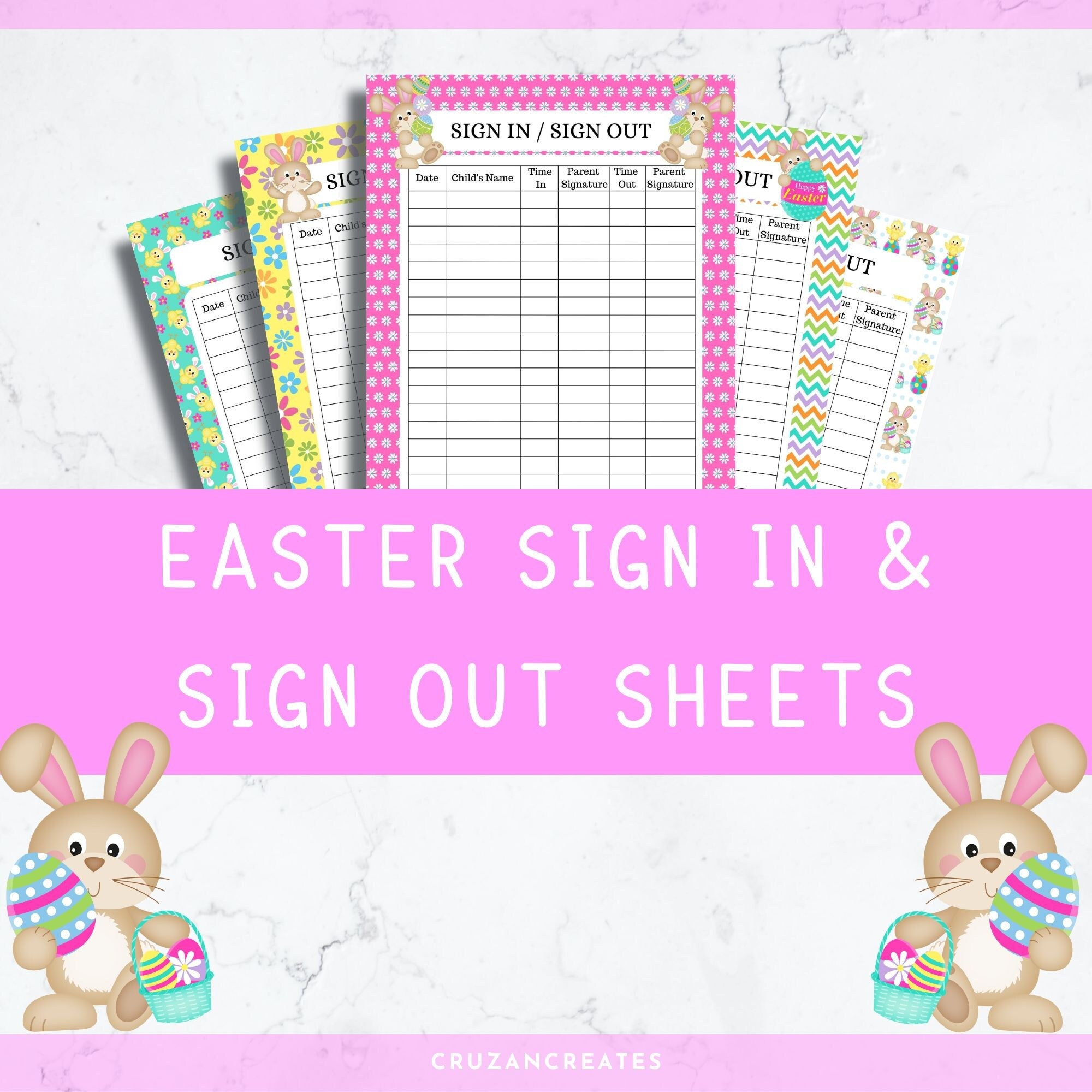 Easter Sign in Sheet | Daycare Sign in Sheet | Sign in and Out Form ...