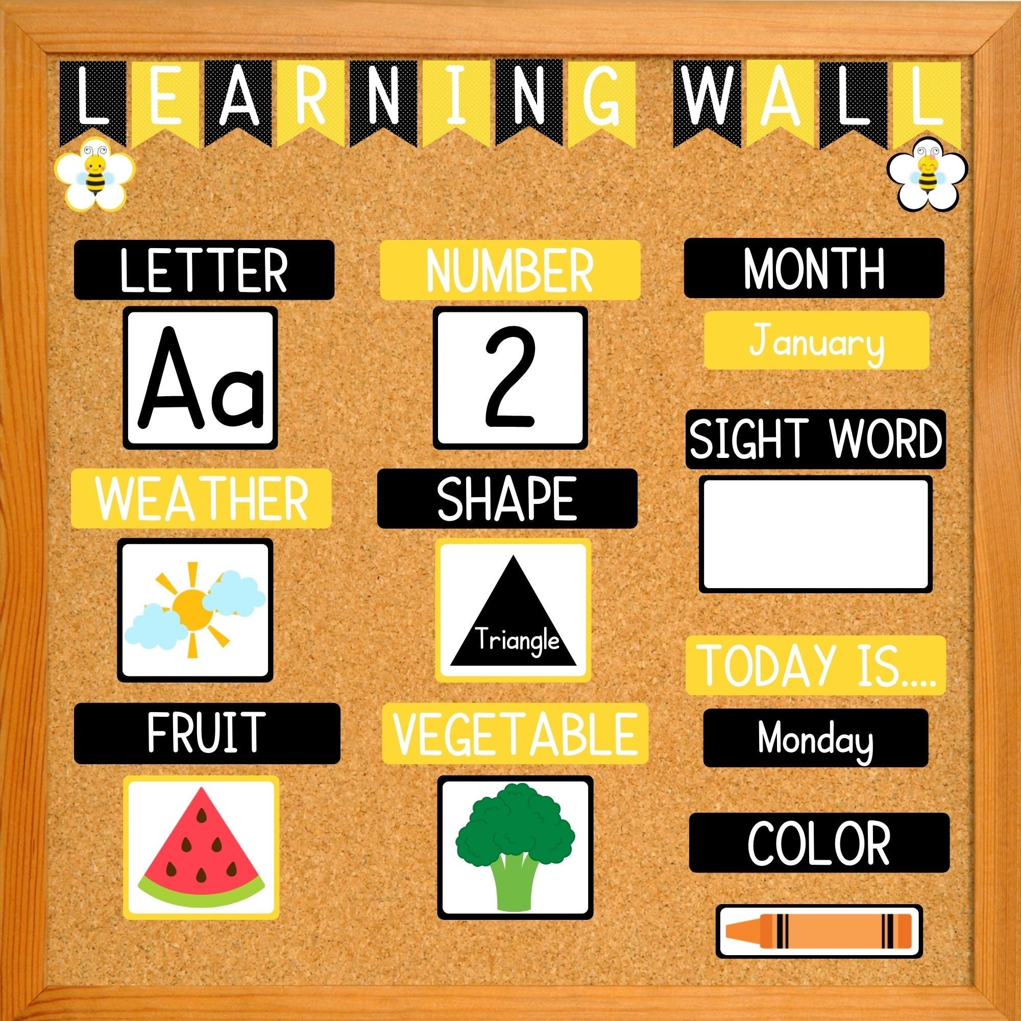 Preschool Learning Wall | Bumble Bee Learning Wall | Preschool Focus ...
