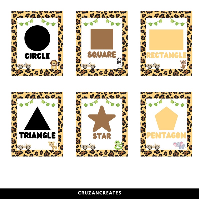 Shape Posters Safari Shape Posters Safari Classroom Decor - Etsy