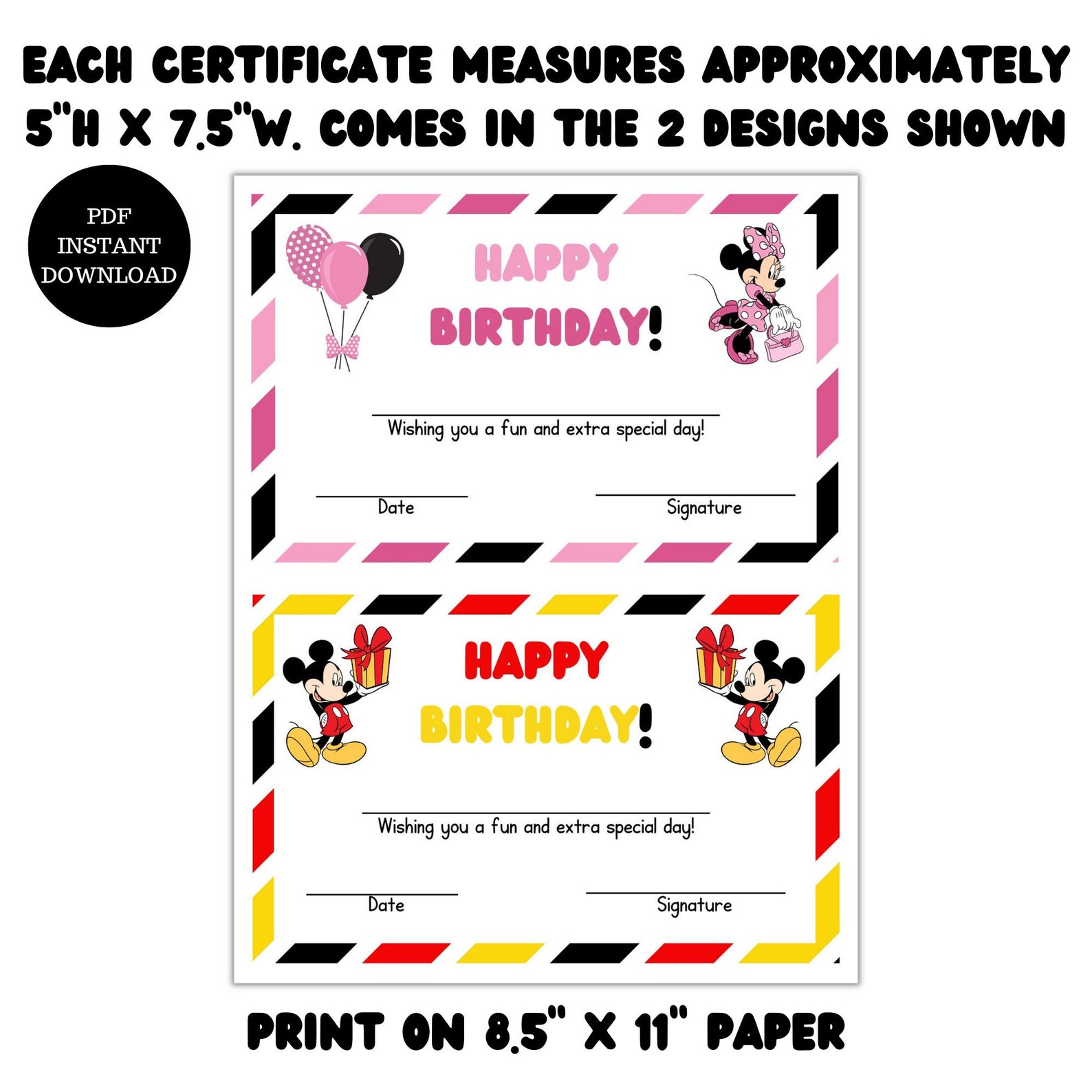 Birthday Certificate | Happy Birthday Certificate | Mickey and Minnie ...