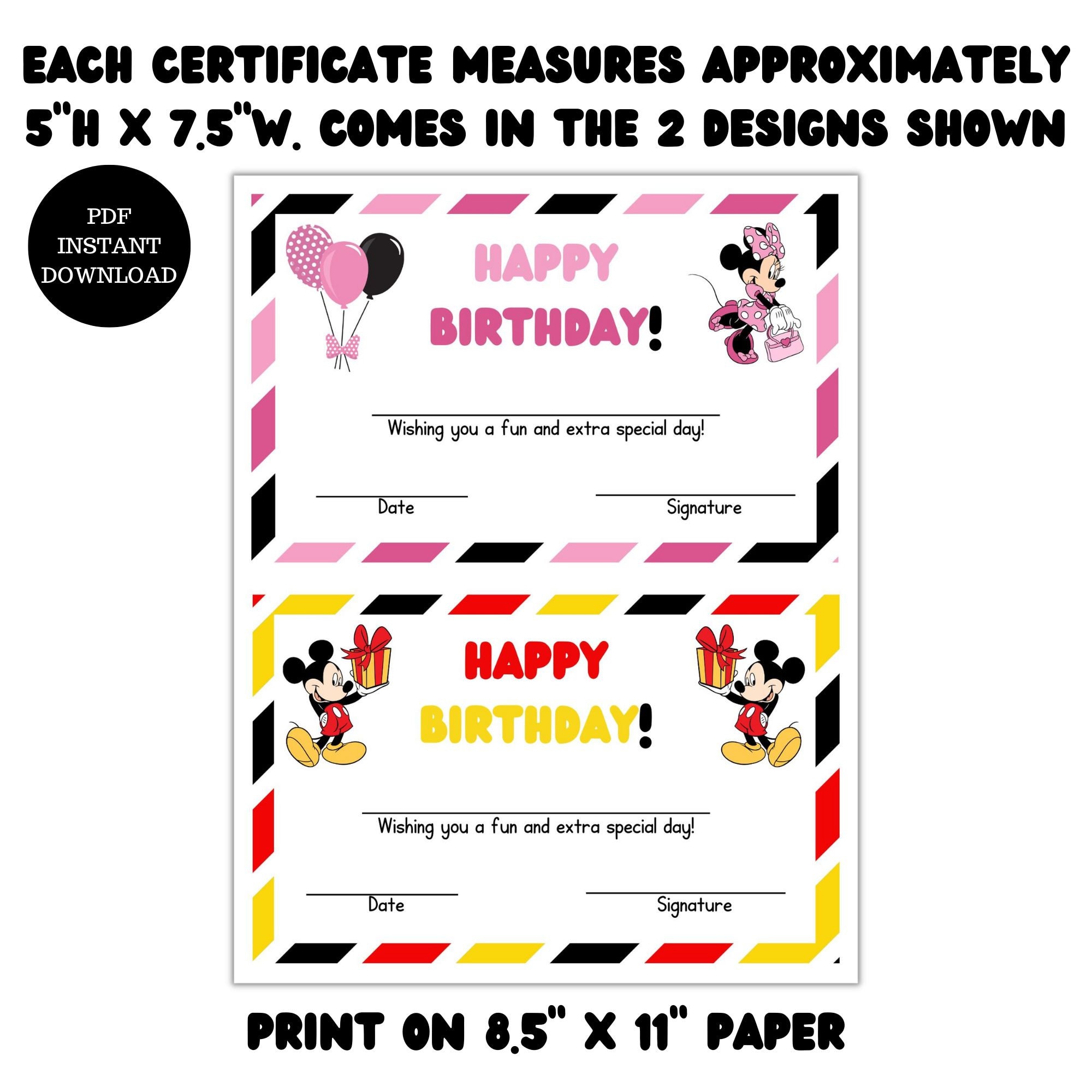 Birthday Certificate | Happy Birthday Certificate | Mickey and Minnie ...