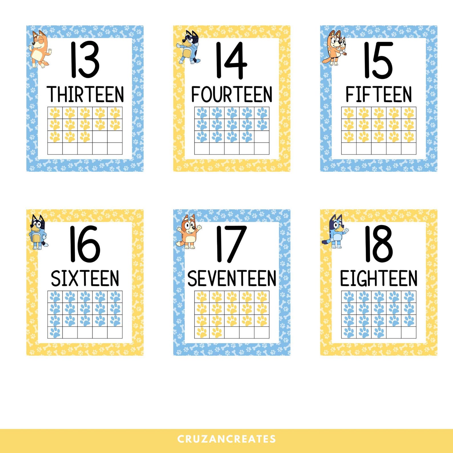 Number Posters | Bluey Numbers Posters | Bluey Numbers Posters ...