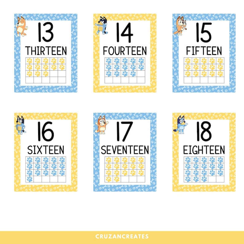 Number Posters | Bluey Numbers Posters | Bluey Numbers Posters ...