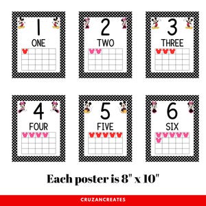 Number Posters | Mickey Numbers Posters | Minnie Numbers Posters ...