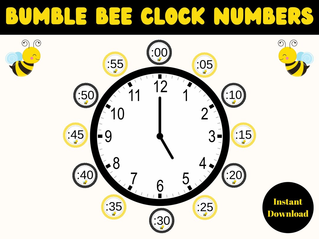 Clock Numbers | Bumble Bee Theme Clock Numbers | Wall Clock Numbers ...
