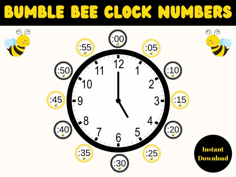 Clock Numbers | Bumble Bee Theme Clock Numbers | Wall Clock Numbers ...