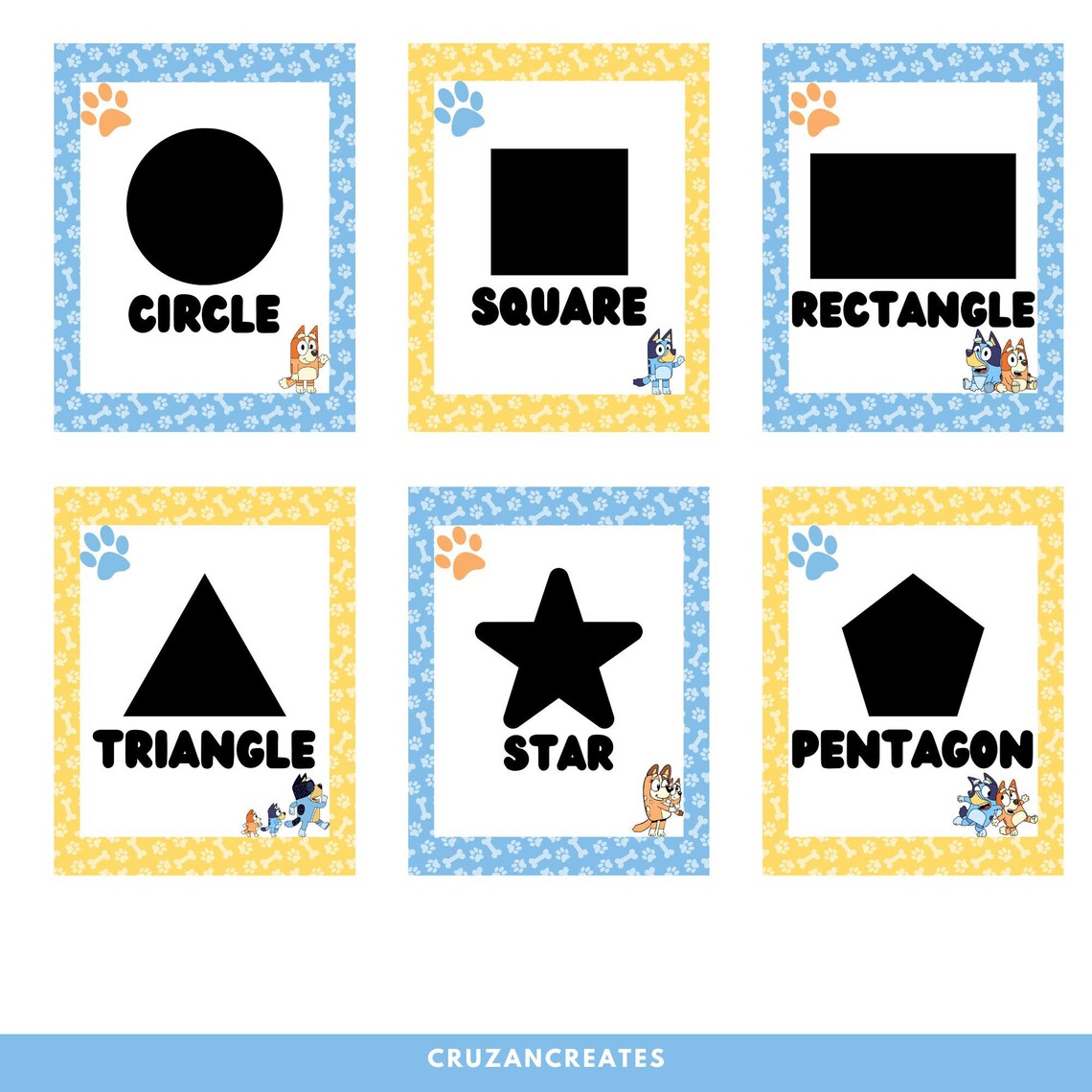 Shape Posters | Bluey Shape Posters | Bluey Classroom Decor | Shapes ...