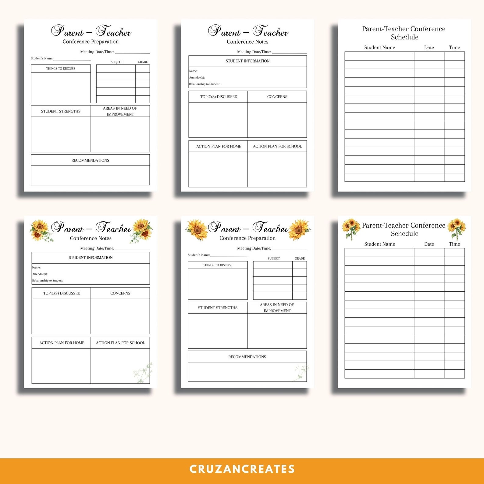 Parent Teacher Conference Forms | Parent Teacher Conference Bundle ...