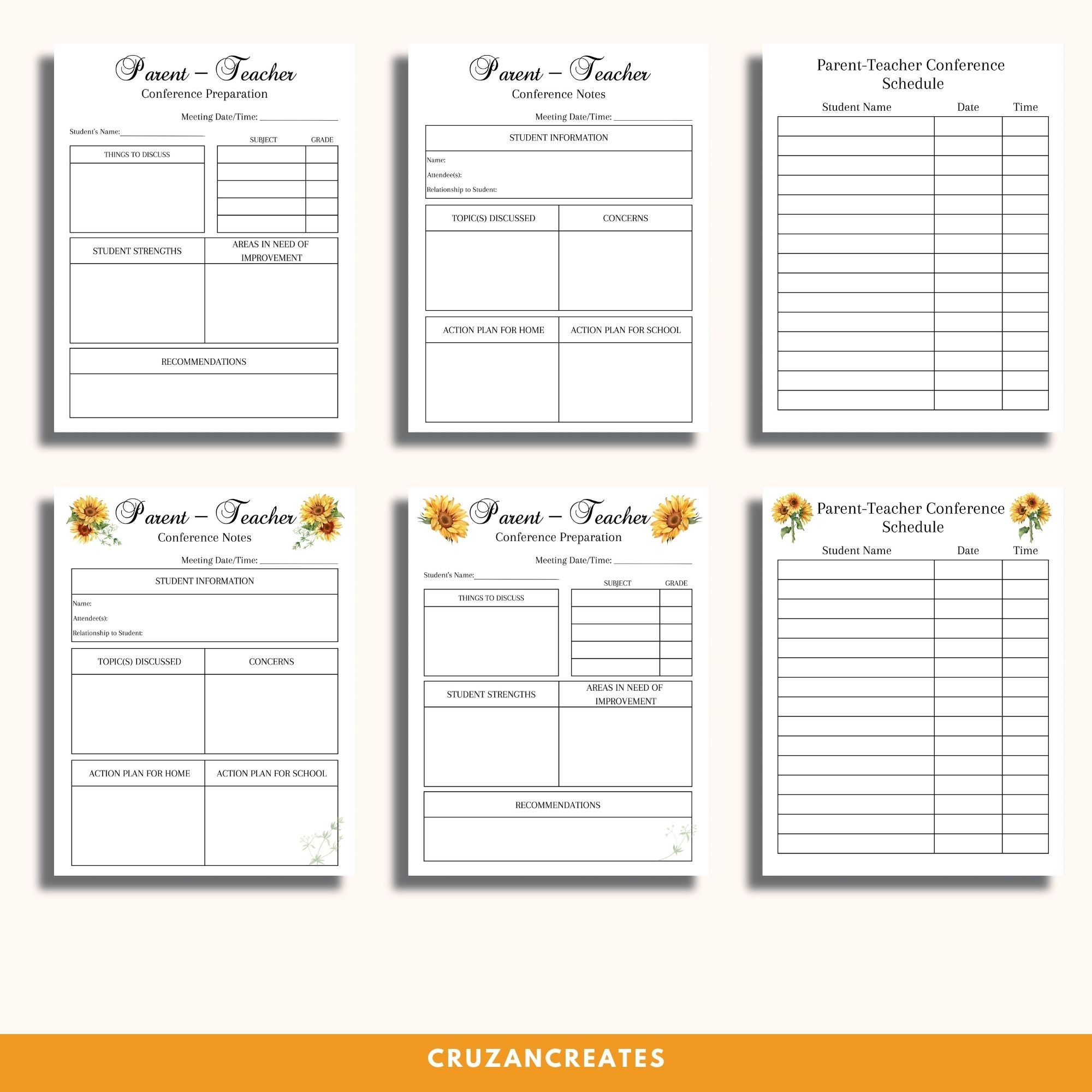 Parent Teacher Conference Forms | Parent Teacher Conference Bundle ...