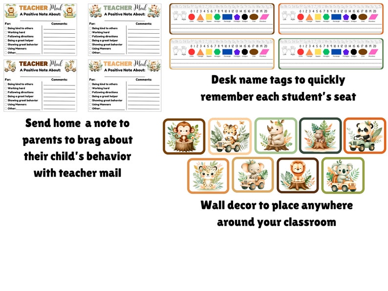 Safari Classroom Decor, Jungle Bulletin Board Kit, Preschool Teacher ...