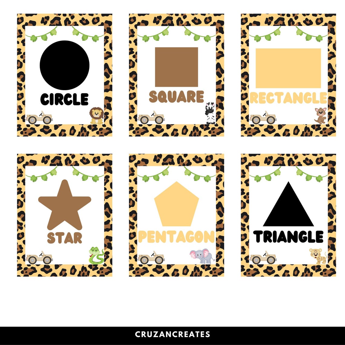 Shape Posters | Safari Shape Posters | Safari Classroom Decor | Shapes ...