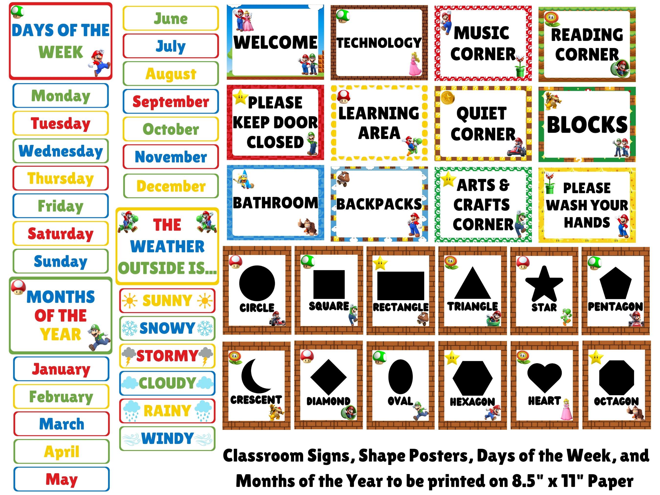 Super Mario Class Decor | Class Decor | Wall Decor | Classroom Bundle ...