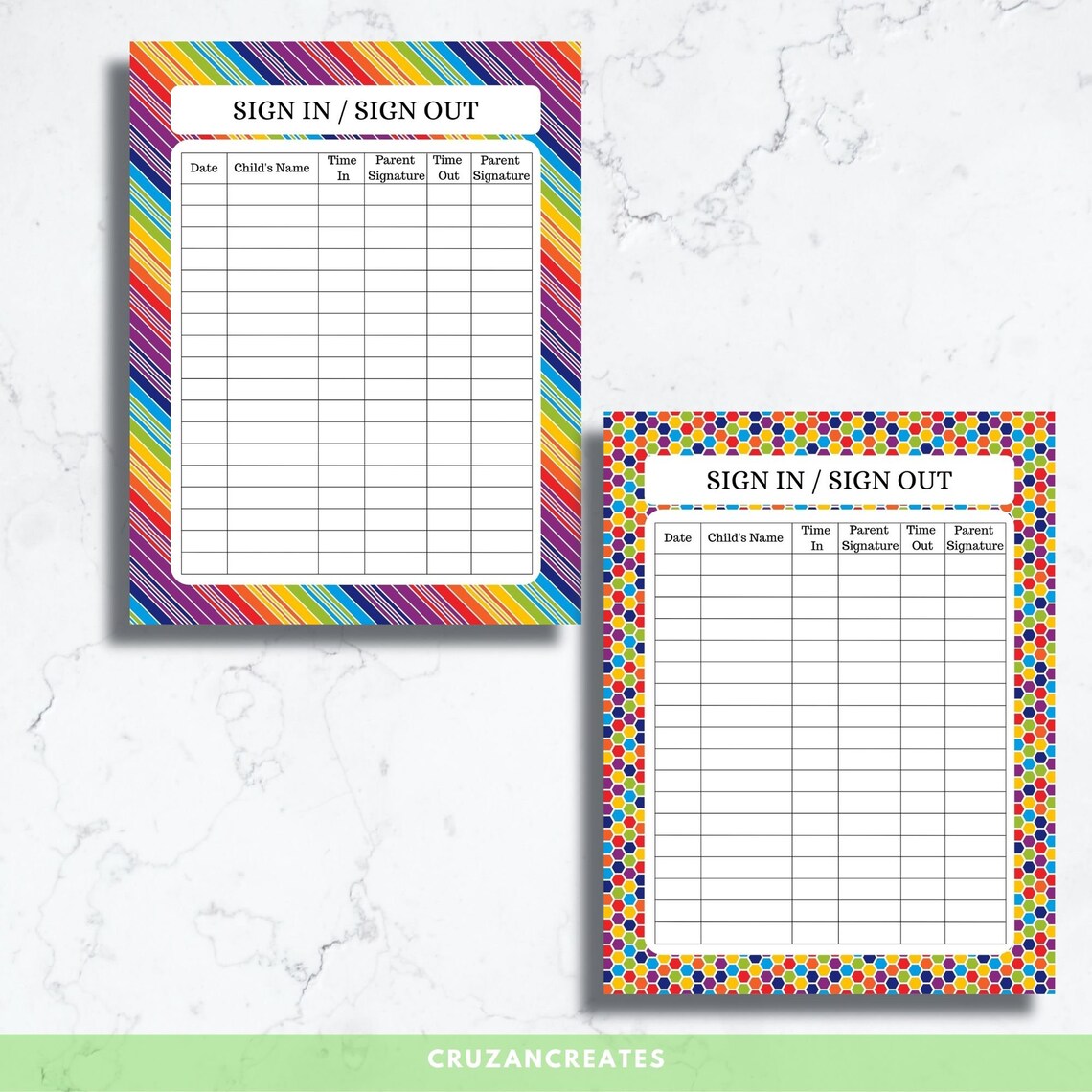 Sign in Sheet Daycare Sign in Sheet Sign in and Out Form Daycare Forms ...