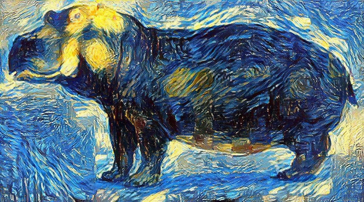 Starry Hippo Oil Painting Print - Etsy