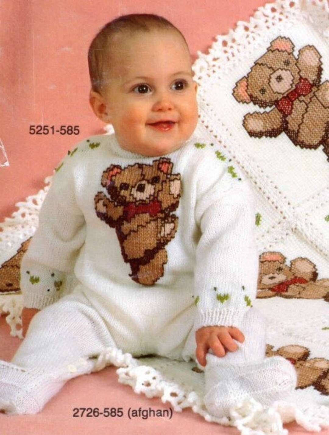 Vintage Baby Knitting Pattern One-piece Jumpsuit Footed Onesie Unisex ...