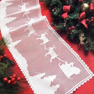 Christmas Filet Crochet Pattern Santa Claus Sleigh and - Etsy