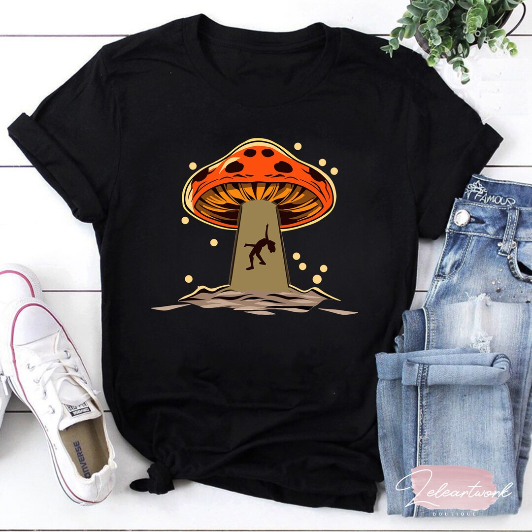 Mushroom UFO Alien Abduction T-shirt, Funny Sci-fi Space Shirt, UFO ...