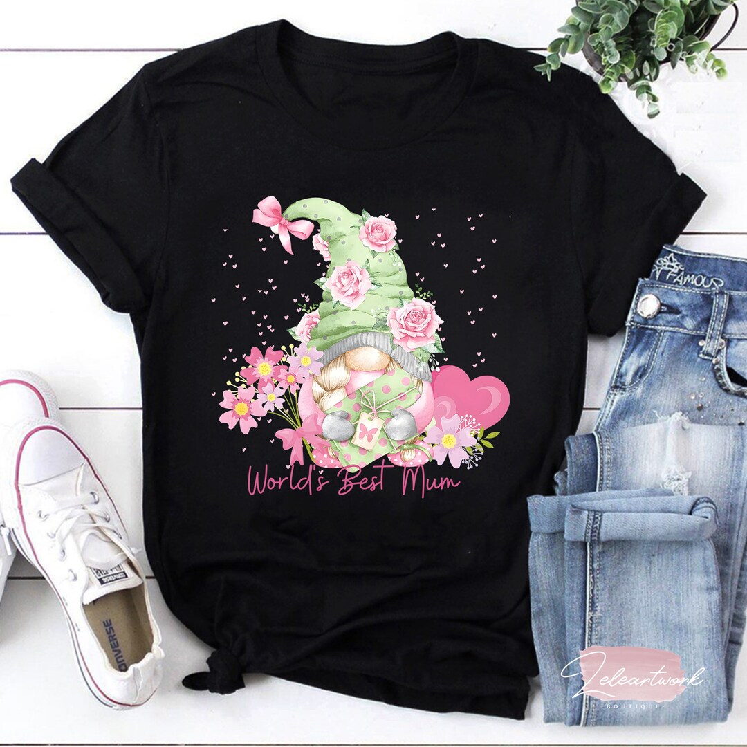Worlds Best Mom Mother’s Day Pink Roses Gnome T-shirt, Gnome Shirt ...