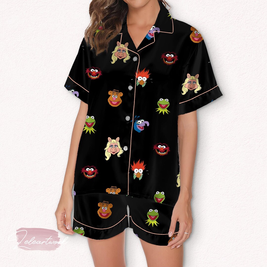 Muppet Set – Cute Satin Pajamas Featuring Kermit, Miss Piggy, Animal ...