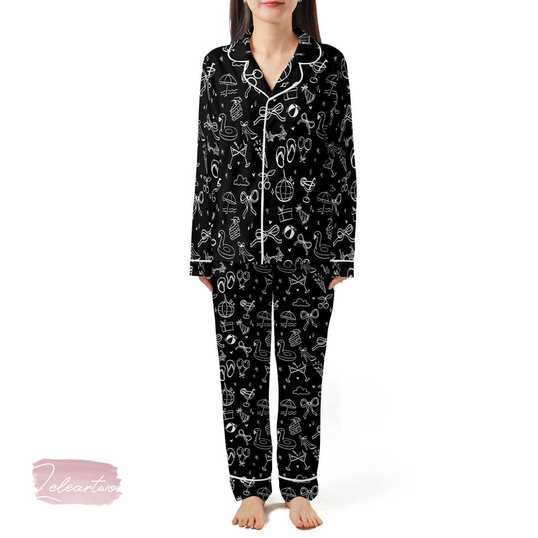 The Summer I Turned Set – Black Summer Icons Pajama Set With Pool Party ...