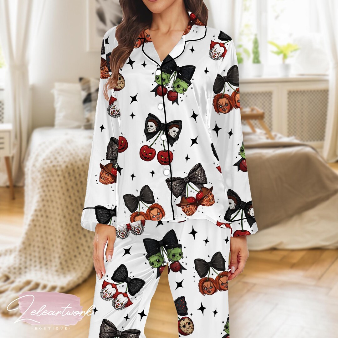 Spooky Cherries Pajama Set – Horror-inspired Sleepwear With Coquette ...